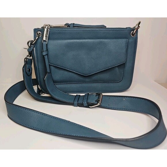 Massini | Bags | Blue Massini Crossbody Purse Bag Double Zipper Very ...